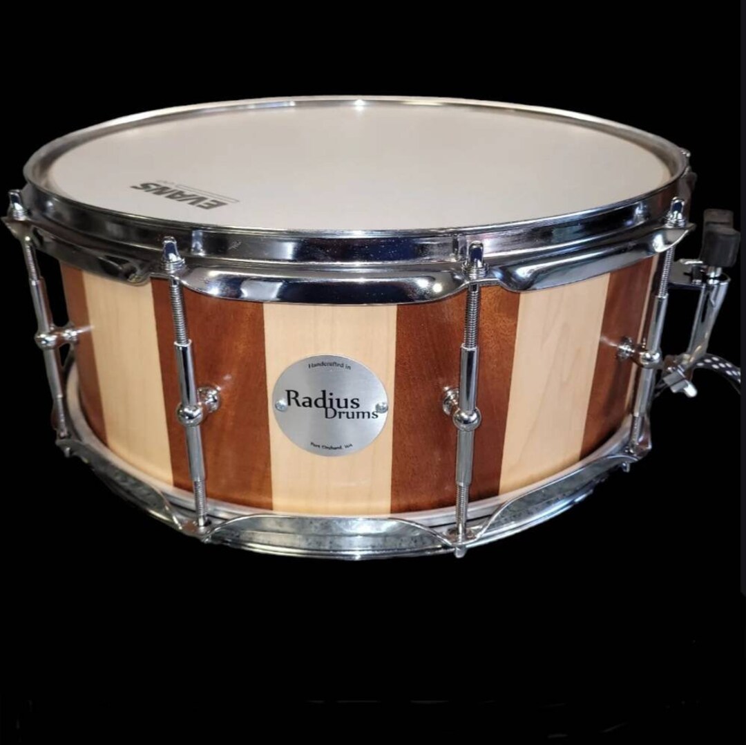 Snare Drum, Radius Drums Maple & Mahogany Custom, Handmade Stave Snare ...