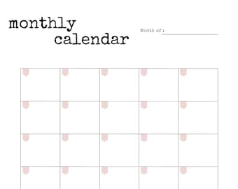 12 Blank Monthly Calendars Sunday Start, INSTANT DOWNLOAD, Year of ...