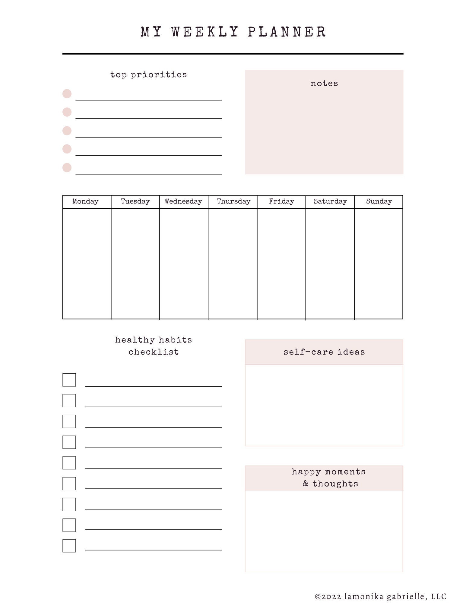 Weekly Planner Download - Etsy