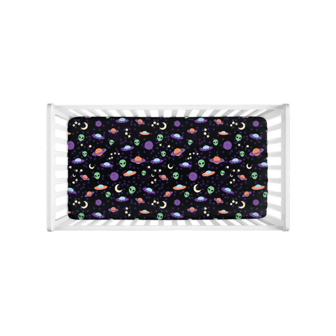 Ufo Alien Space Crib Sheets Spooky Horror Weird Cartoon Sci Fi Science ...
