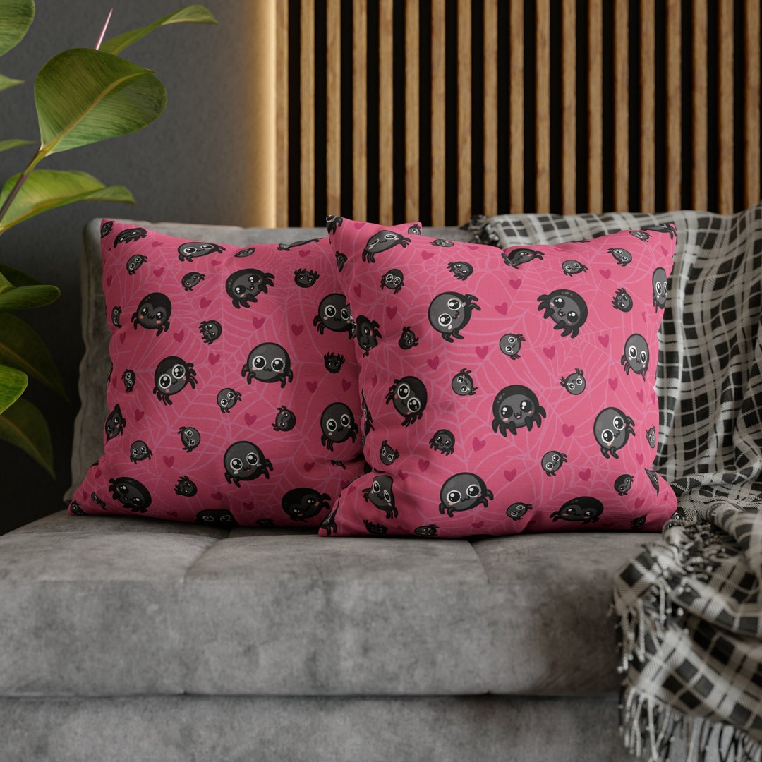 Kawaii Spiders on Pink Pillow Case Pastel Goth Cute Punk Emo Spooky ...