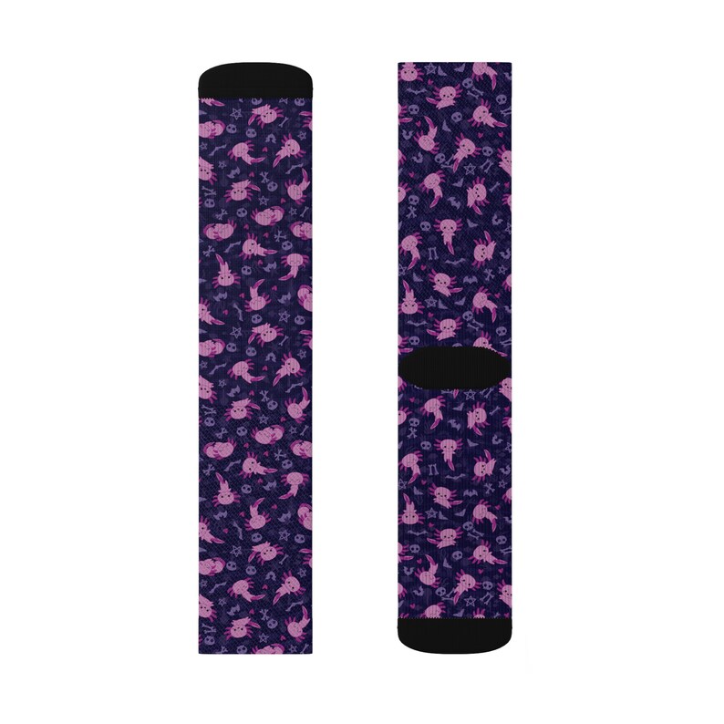 Pastel Goth Axolotl Socks | Spooky Cute Kawaii Punk Creepy Purple Dark ...
