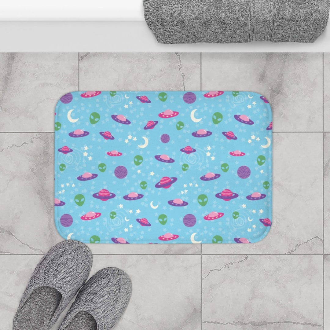 Pastel Goth UFO Alien Space Bath Mat Spooky Soft Horror Weird Cartoon ...