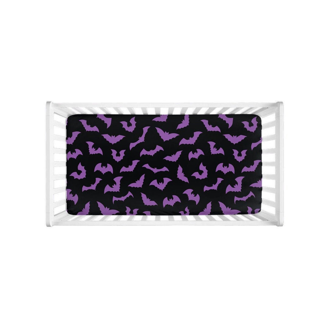 Pastel Goth Bats Baby Crib Sheets | Spooky and Cute, Purple Black ...