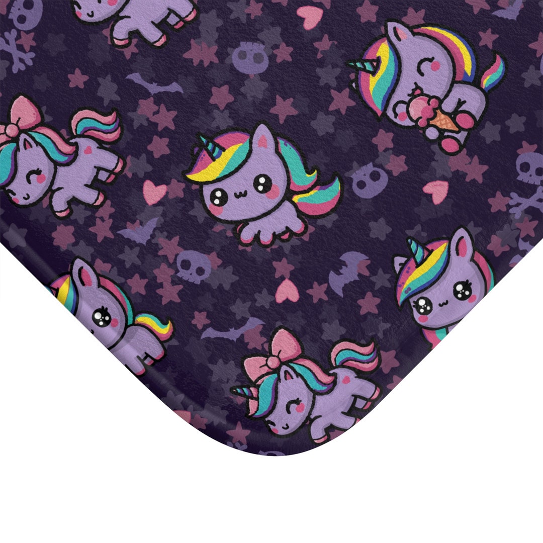Pastel Goth Kawaii Unicorn Bath Mat | Spooky Cute Punk Emo Magical ...