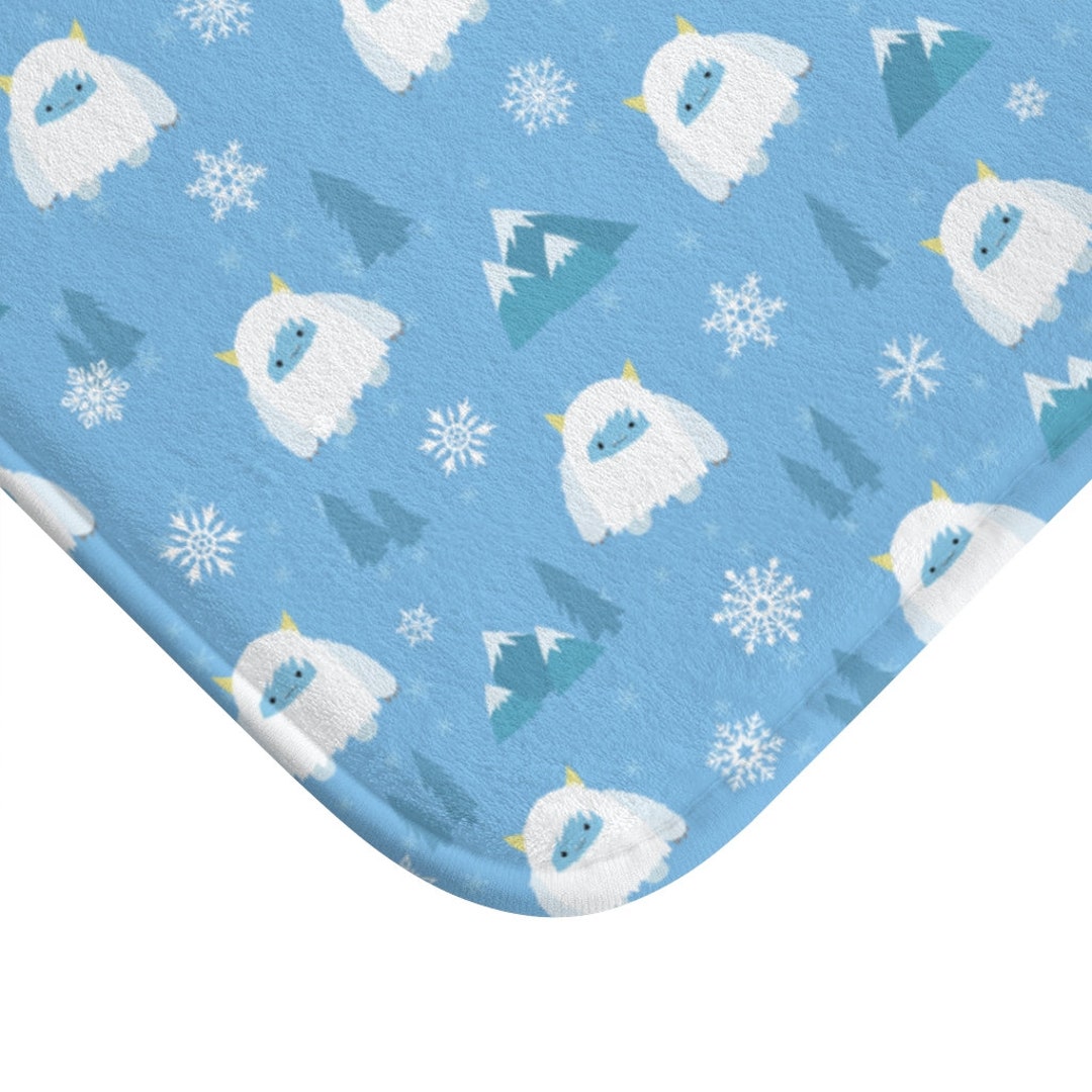 Kawaii Yeti Bath Mat | Snow Winter Monster Bigfoot Cryptid Scary Cute ...