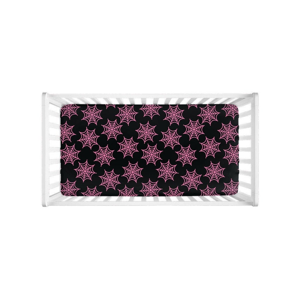 Pink Spider Web Crib Sheets | Pastel Goth Spooky Cute Soft Horror Emo ...