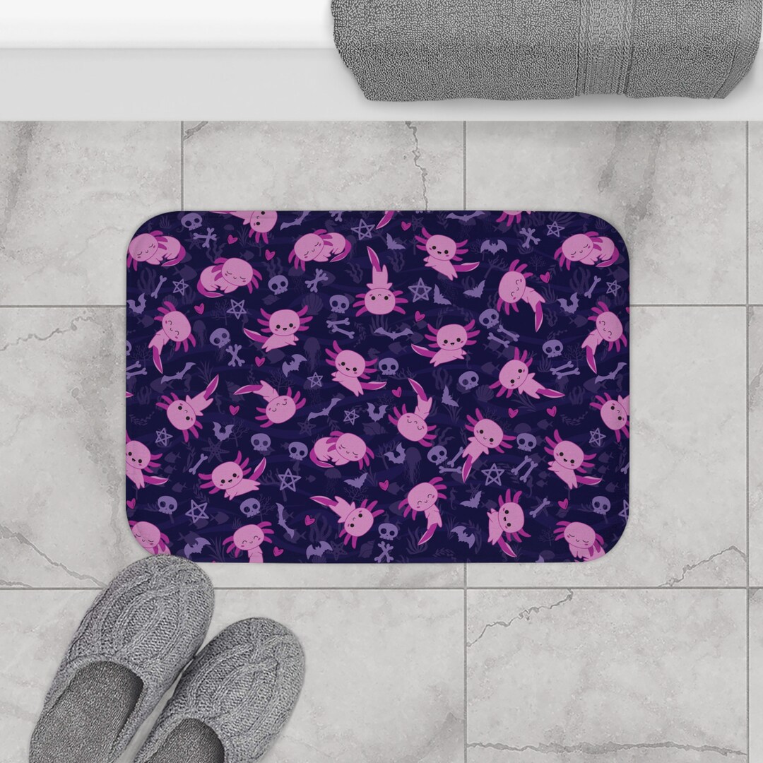 Pastel Goth Axolotl Bath Mat | Bathroom Shower Home Decor | Spooky Cute ...