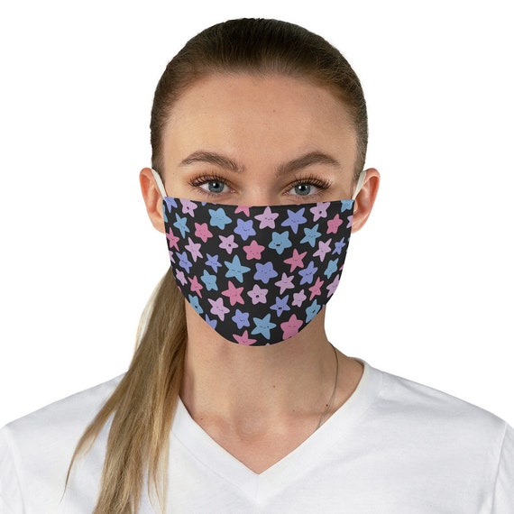 Kawaii Pastel Stars Face Mask Pink Baby Blue Purple Chubby - Etsy