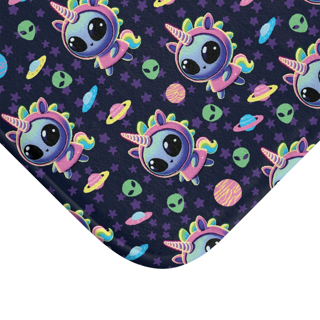 Kawaii Unicorn Alien Bath Mat Spooky Cute Punk Whimsy Weird Ufo Space ...