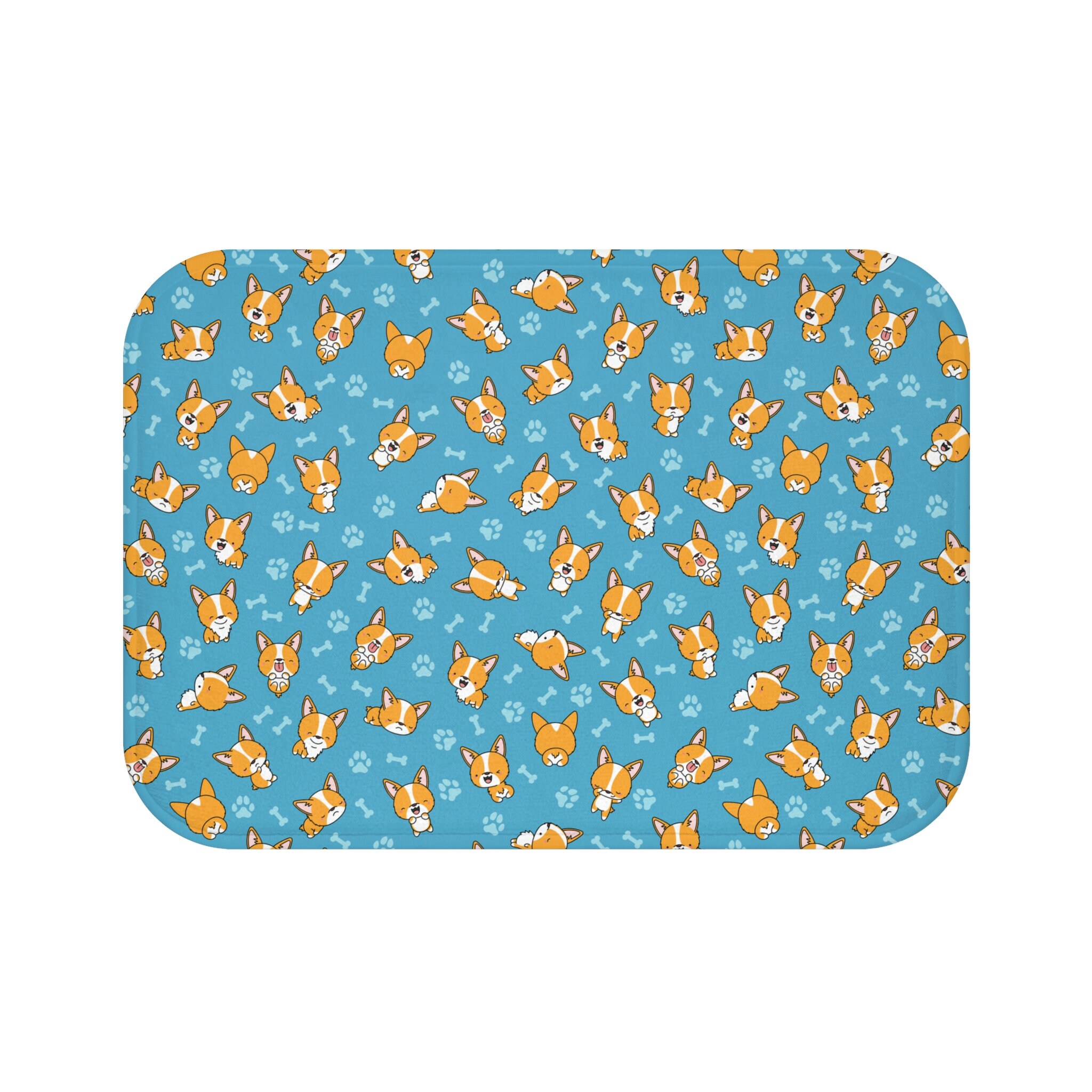 Kawaii Corgi Dogs Bath Mat Cute Kawaii Orange Corgi Puppies - Etsy