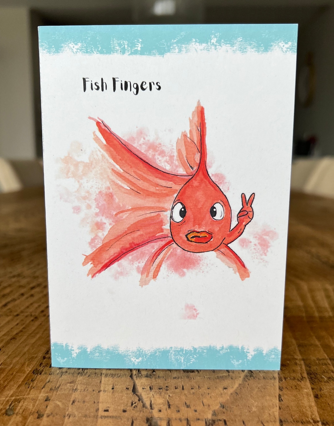 Fun Greeting Cards, Fish Fingers Individual Watercolour Illustrated ...
