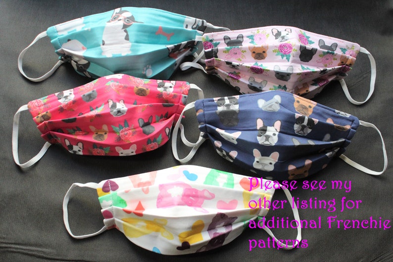 French Bulldog Cloth Face Mask-4 Ply With Nose Wire- 100% Cotton ...