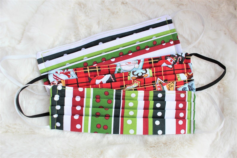 Holiday Cloth Face Mask- 4 Layers With Nose Wire 100% Cotton Christmas ...