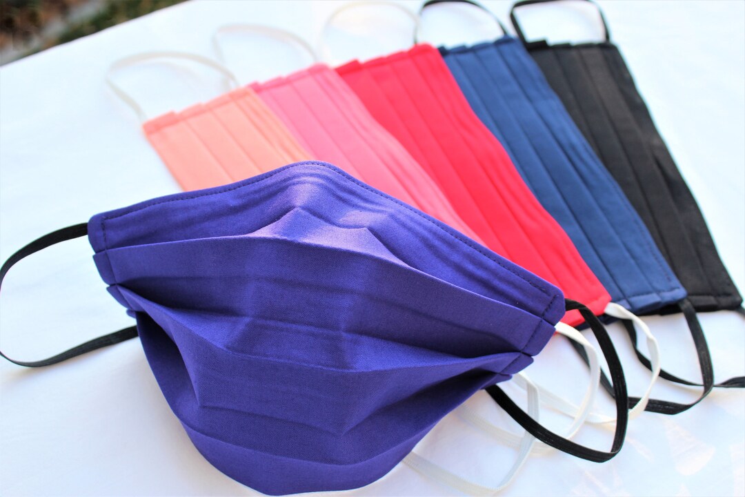 Cloth Face Mask- 4 Ply With Nose Wire- 100% Cotton Solid Colors, Red ...