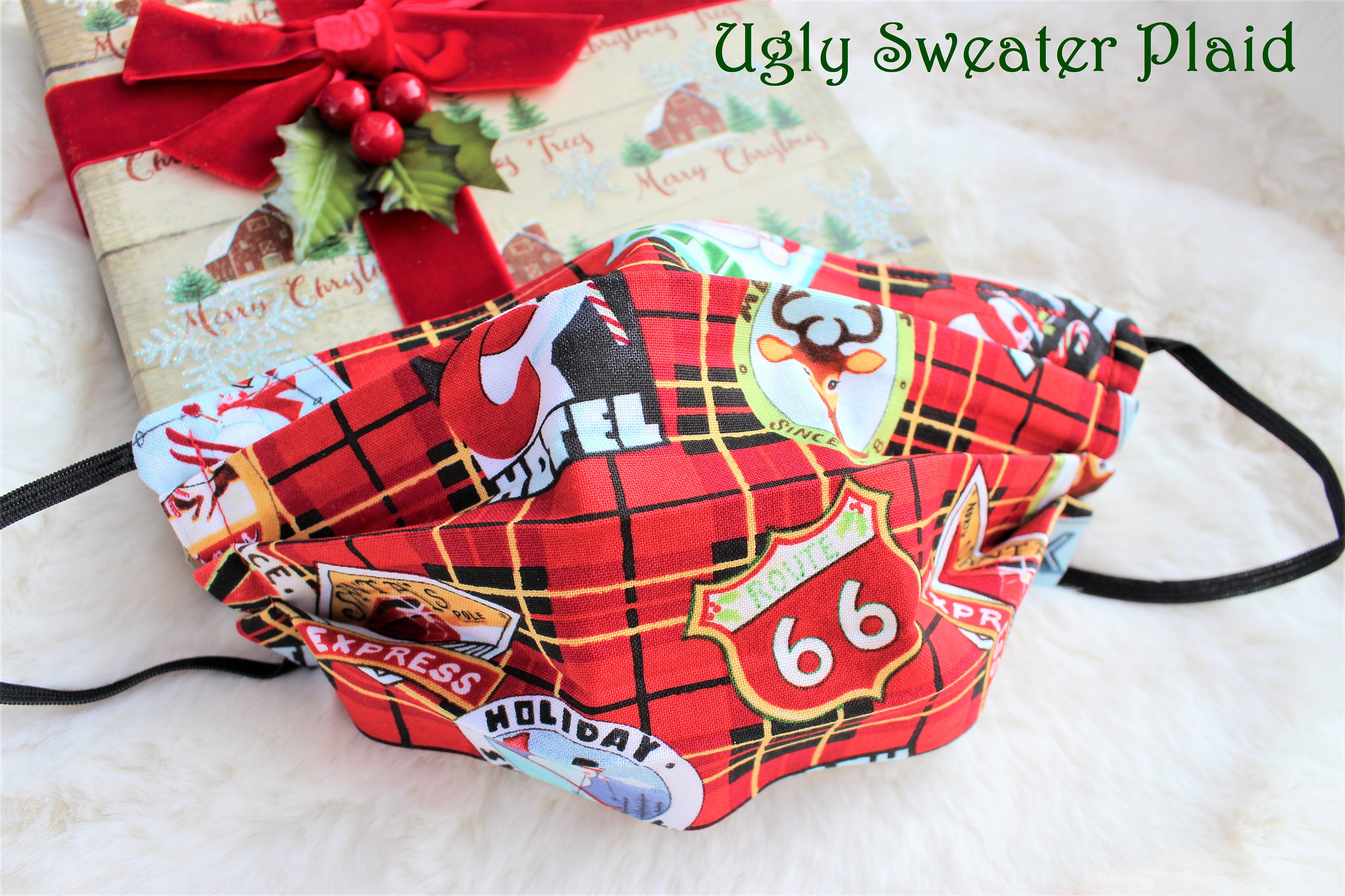 Holiday Cloth Face Mask- 4 Layers With Nose Wire 100% Cotton Christmas ...