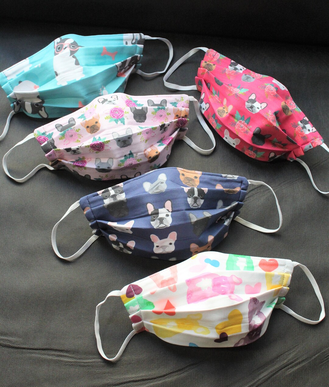 French Bulldog Cloth Face Mask-4 Ply With Nose Wire- 100% Cotton ...