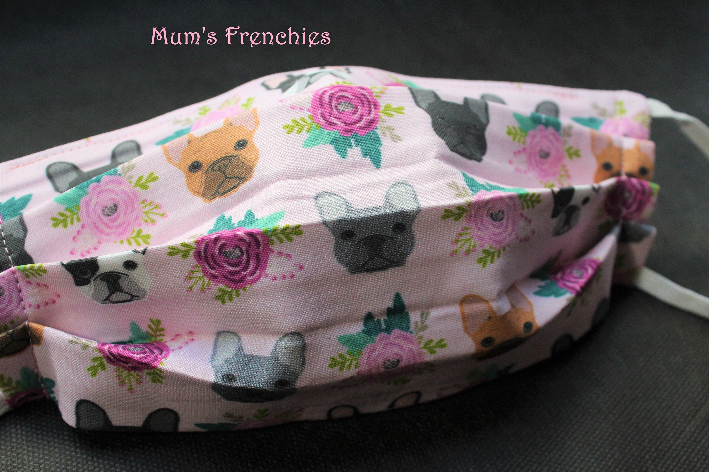 French Bulldog Cloth Face Mask-4 Ply With Nose Wire- 100% Cotton ...