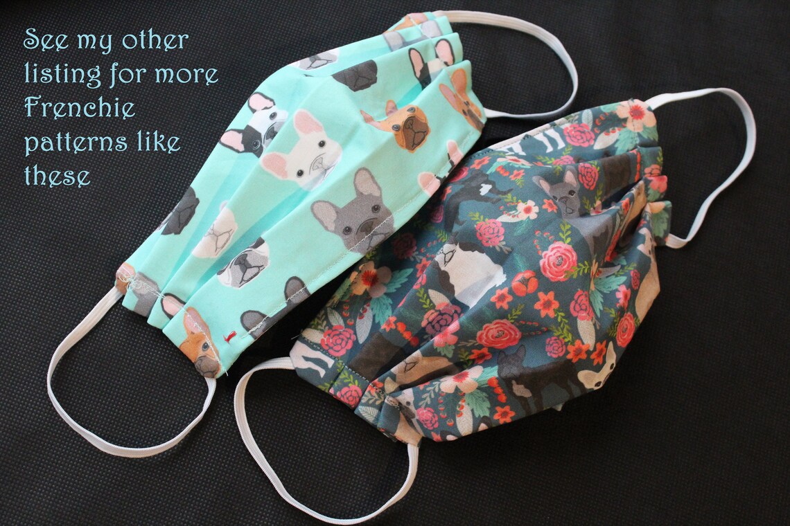 French Bulldog Cloth Face Mask-4 Ply With Nose Wire- 100% Cotton ...