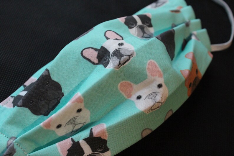 French Bulldog Cloth Face Mask-4 Ply With Nose Wire- 100% Cotton ...