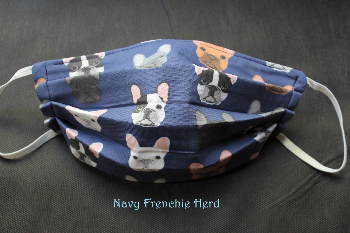 French Bulldog Cloth Face Mask-4 Ply with Nose Wire 100% | Etsy