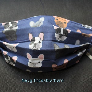 French Bulldog Cloth Face Mask-4 Ply With Nose Wire- 100% Cotton ...