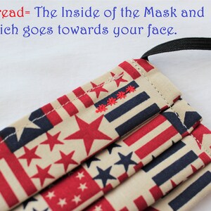 Patriotic Face Mask- 4 Ply With Nose Wire 100% Cotton American, Made in ...