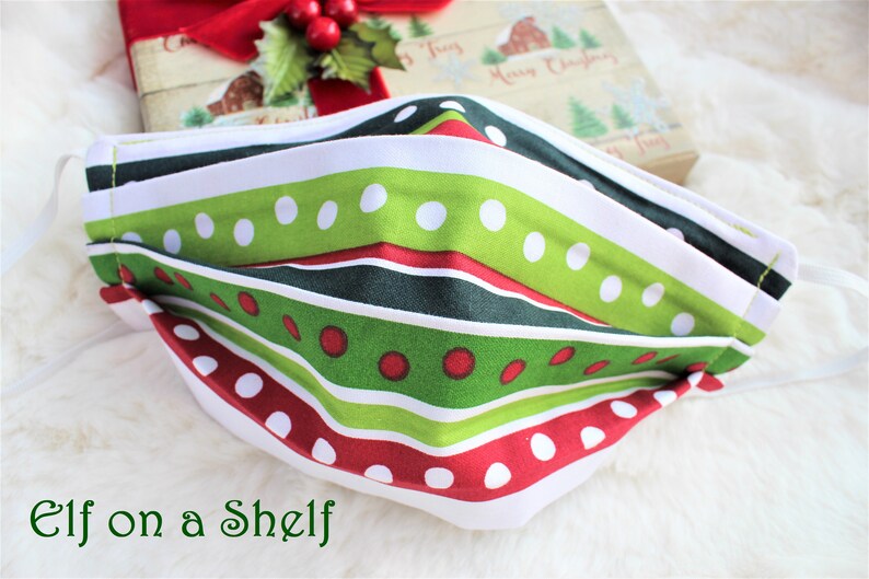 Holiday Cloth Face Mask- 4 Layers With Nose Wire 100% Cotton Christmas ...