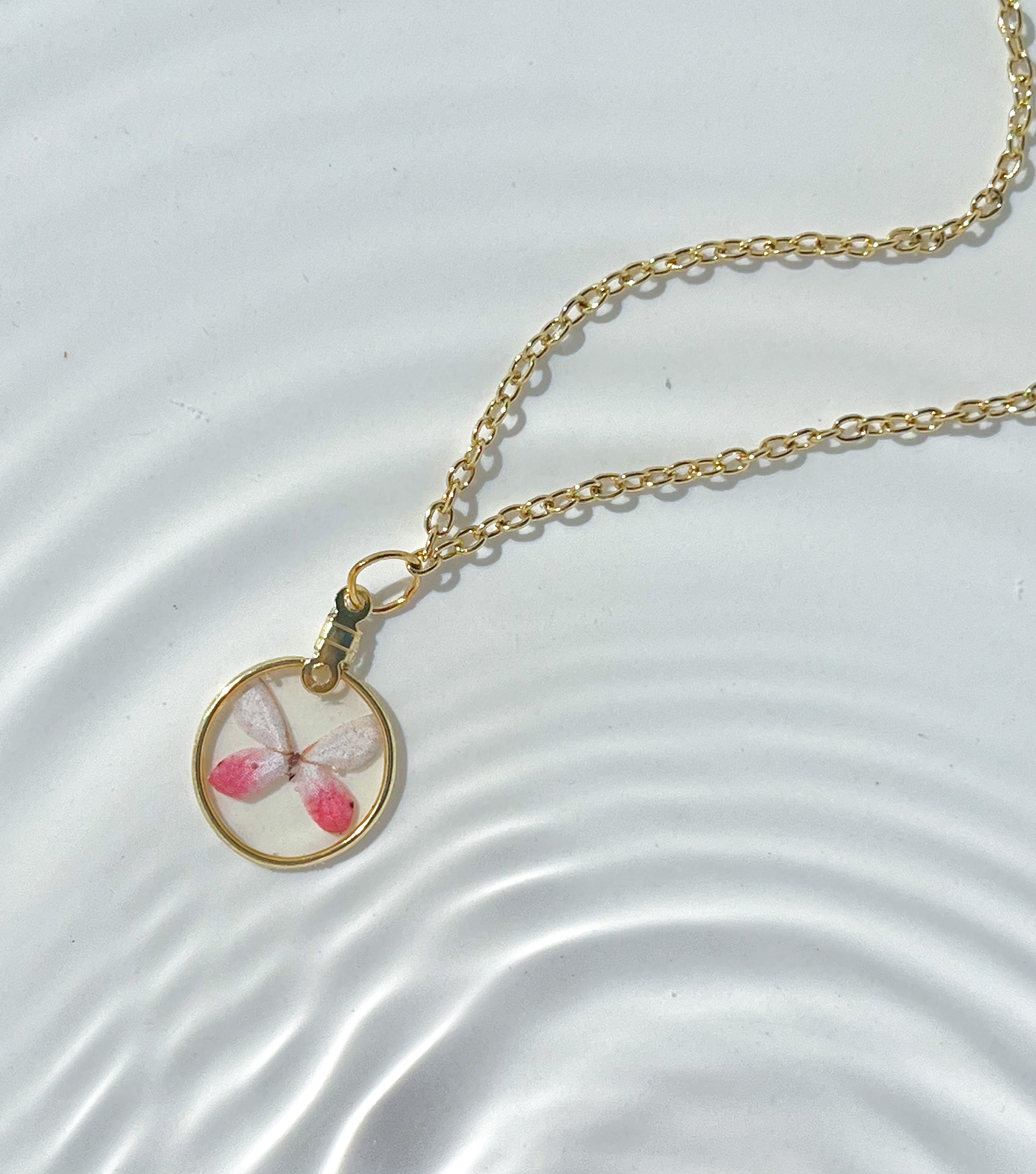 Pink Butterfly With Gold Chain - Etsy
