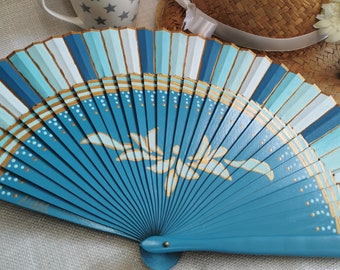 Light Blue Hand Fan - Etsy
