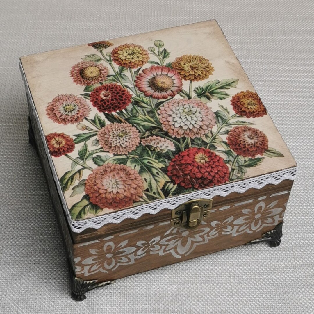Wooden Tea Box 4 Compartments, Personalized Box, Handmade Gift, Detail ...