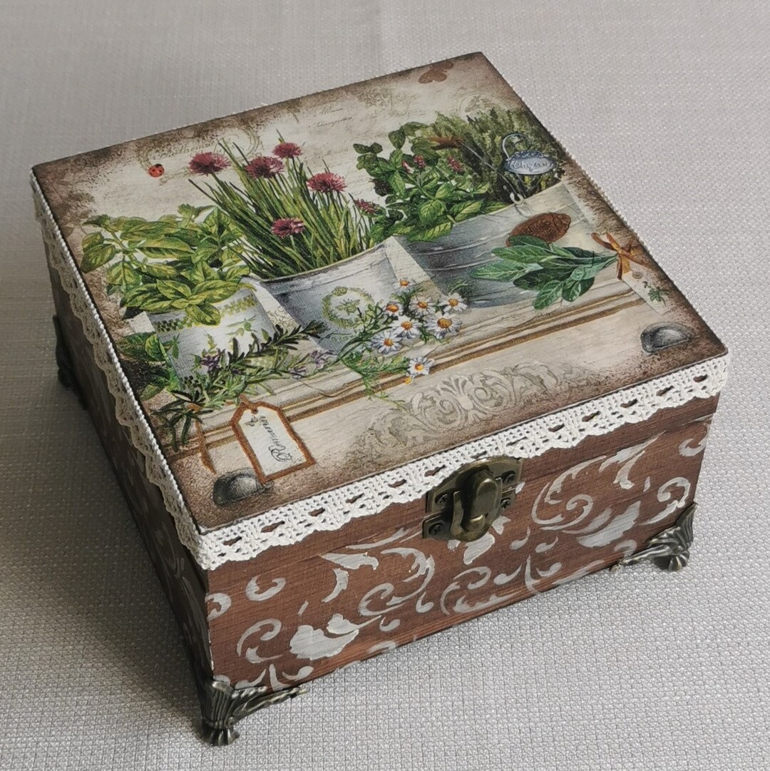 Customizable Decorated Wooden Tea Box With Removable Compartments, Gift ...