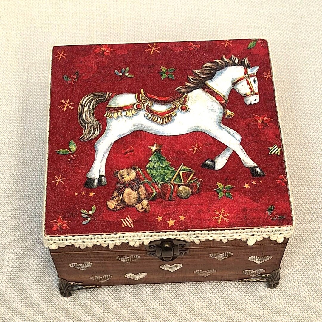 Christmas Tea Box Vintage Style, Shabby Chic Tea Bag Organizer With ...