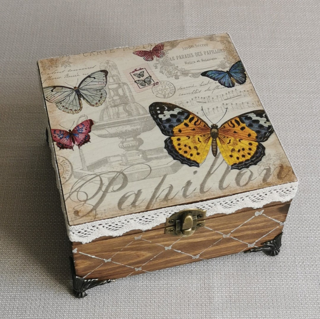 Wood Tea Box 4 Compartments, Customized Box, Handmade Gift, Valentine's ...
