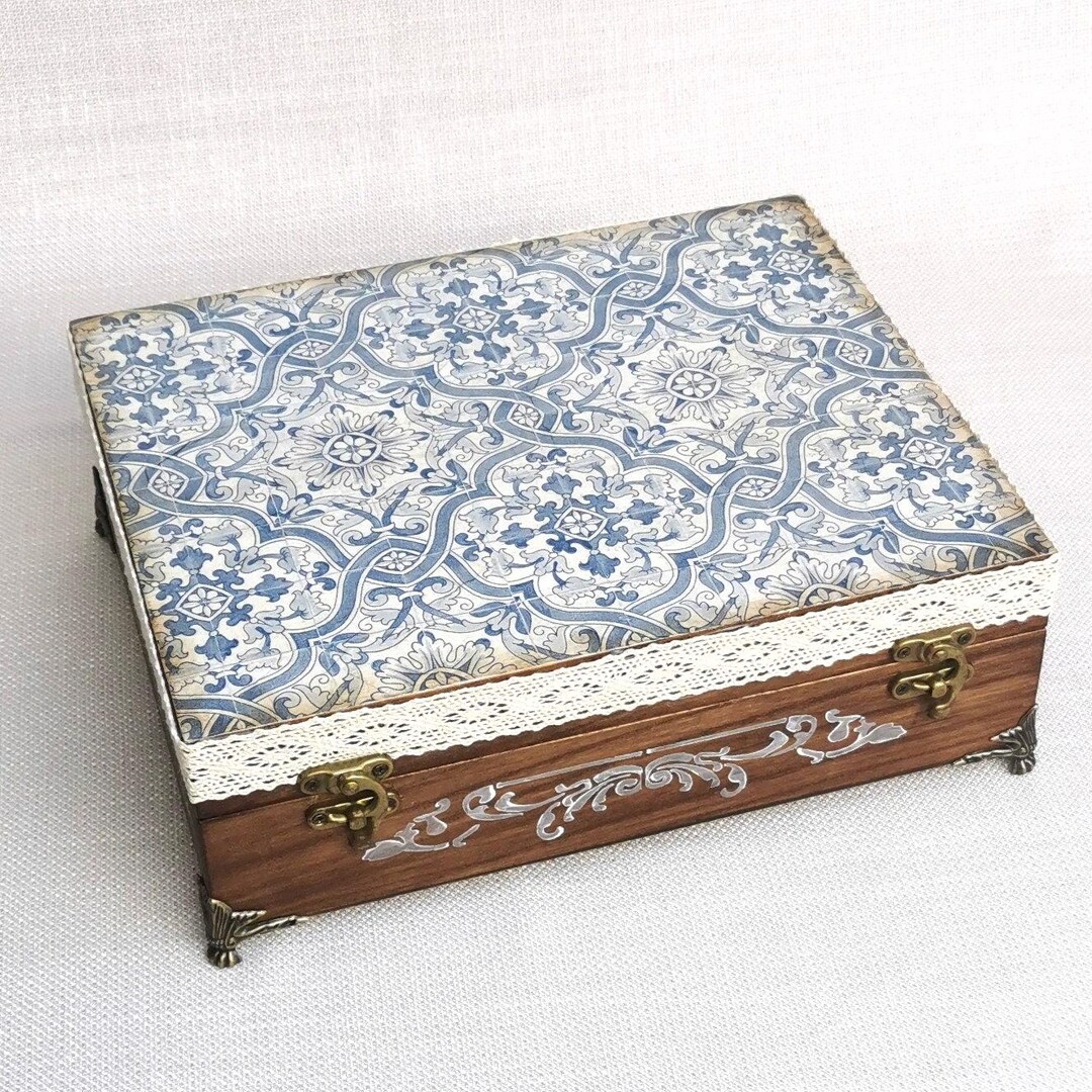 Custom Decorated Wooden Tea Box, Storage Box With 12 Compartments ...