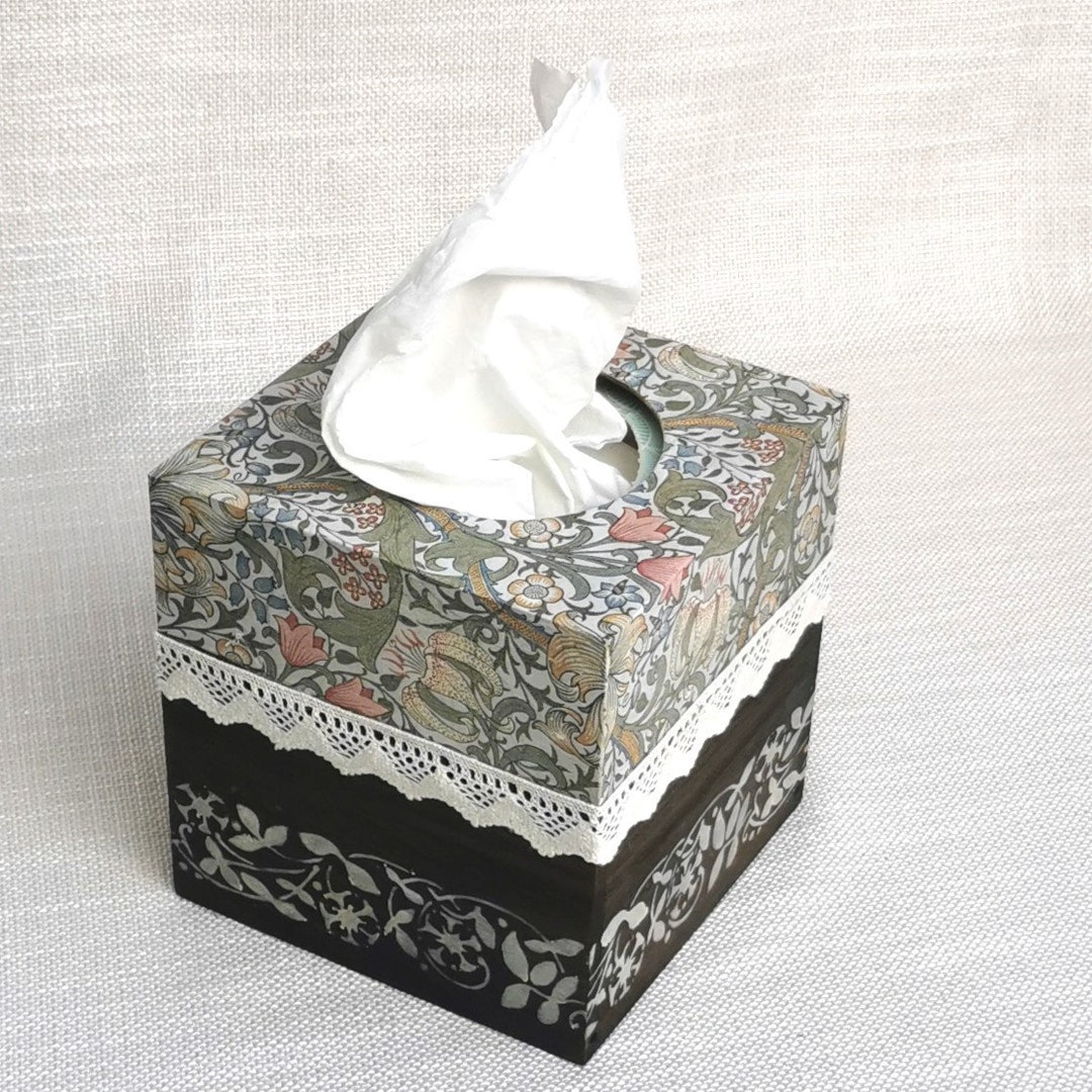 Wood Square Tissue Box Vintage Style, Elegant Tissue Dispenser, Tissue ...