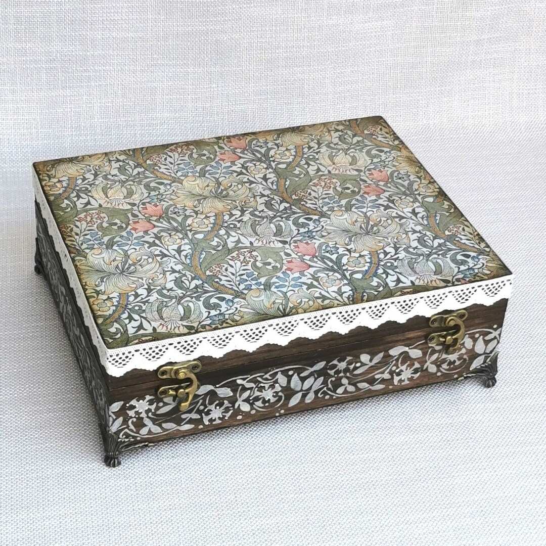 Wooden Tea Box 12 Compartments Custom, Vintage Style Decorated Box ...