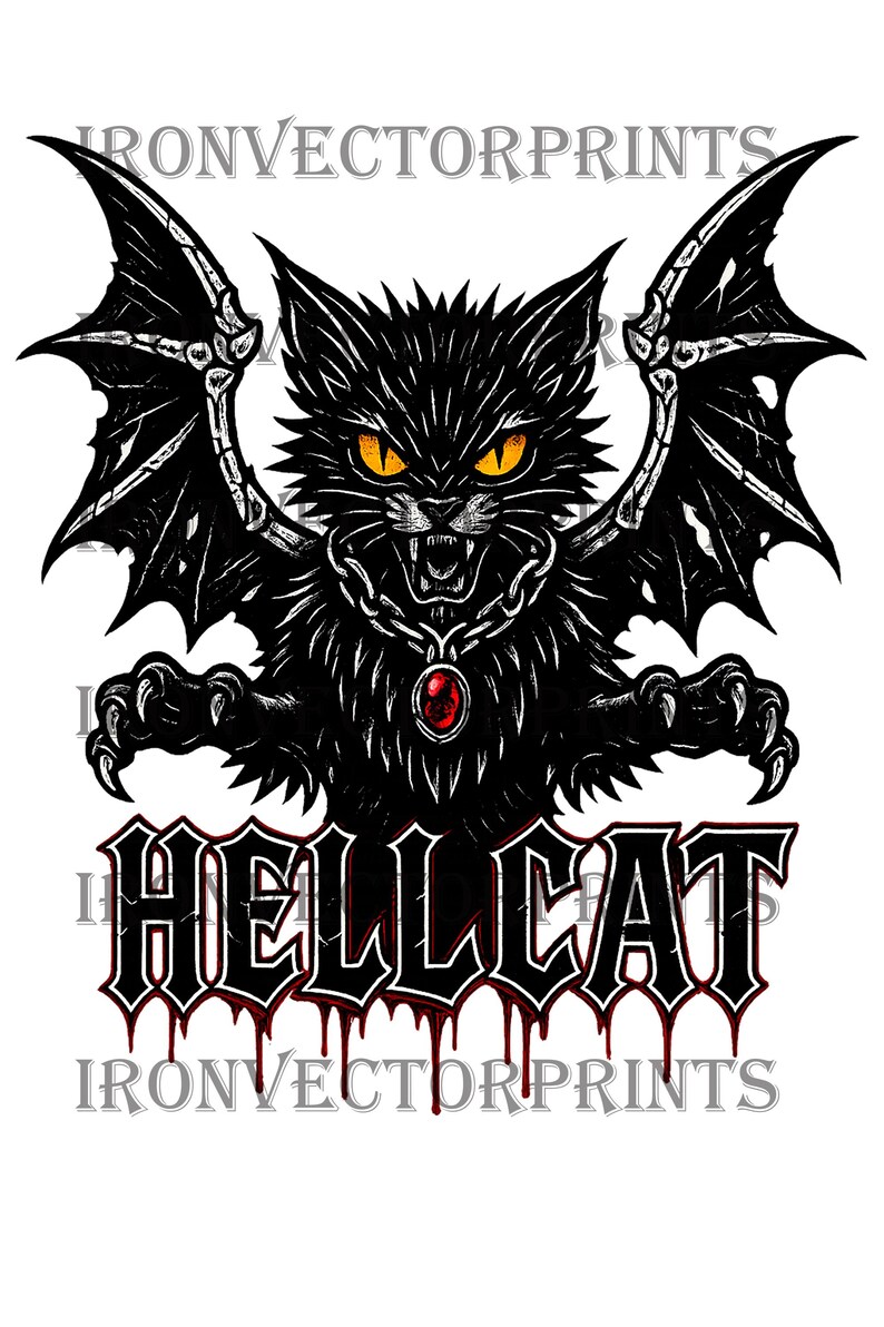 Hellcat Black Cat PNG, Gothic Tattoo Style Biker T-shirt Design ...