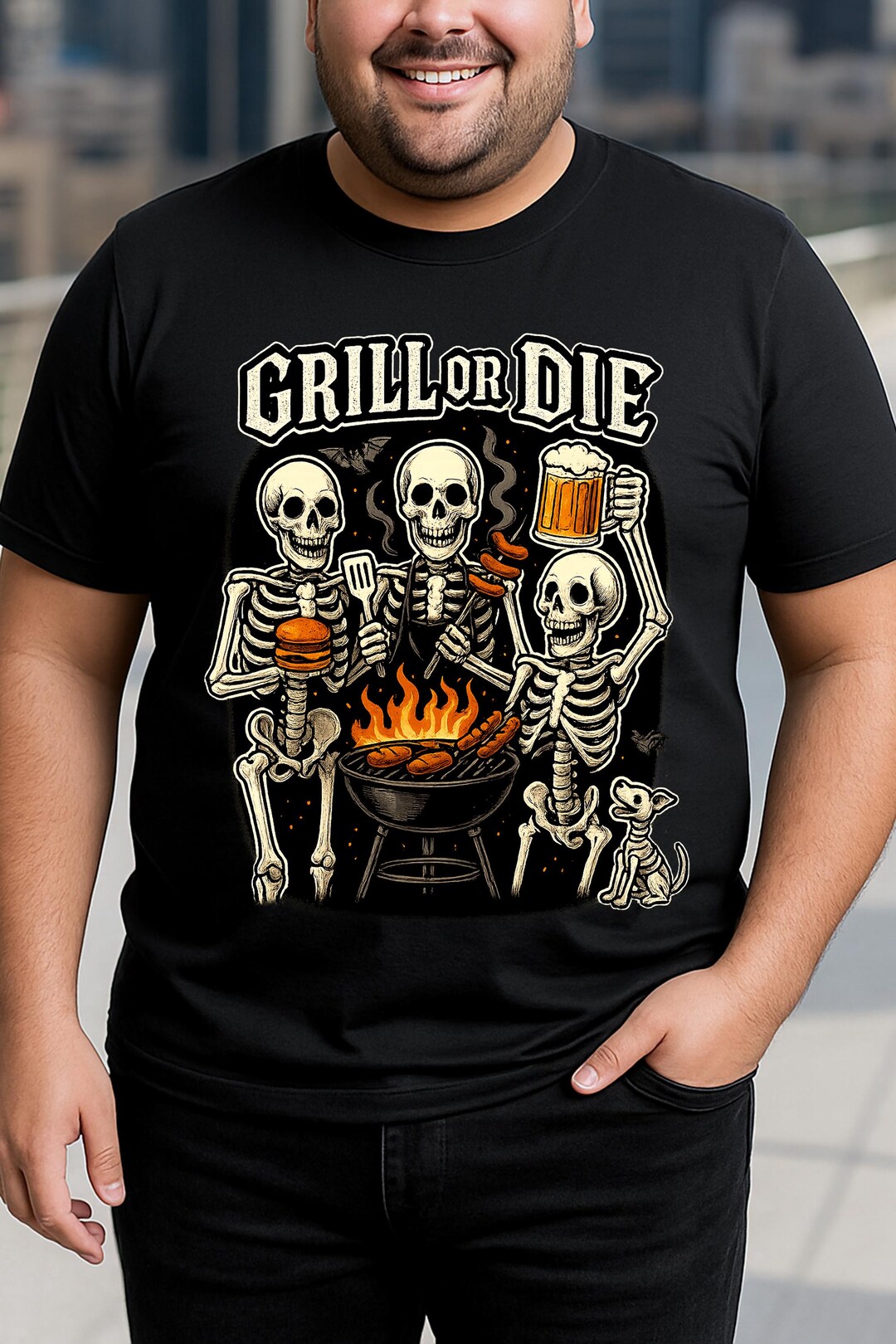 Grill or Die Skeleton BBQ PNG, Gothic Beer and Sausage Funny T-shirt ...