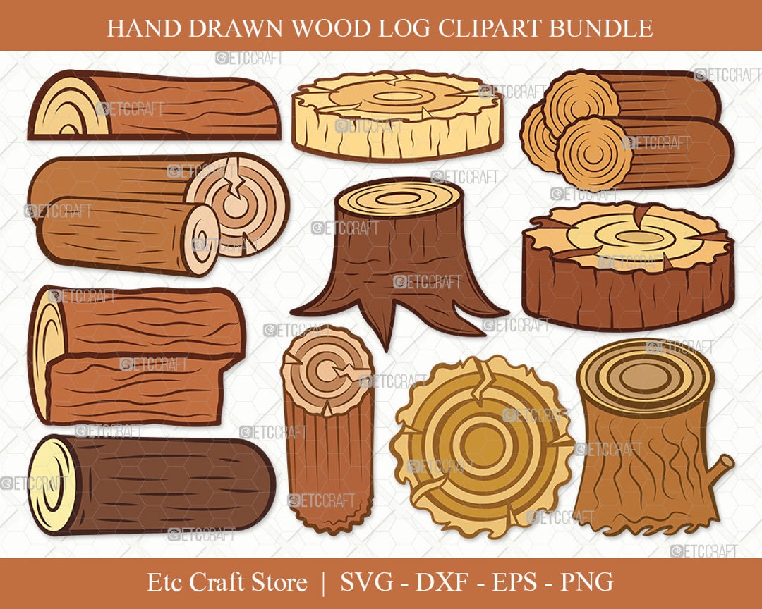 Wood Log Clipart SVG Cut File | Wood Svg | Tree Log Svg | Tree Rings ...