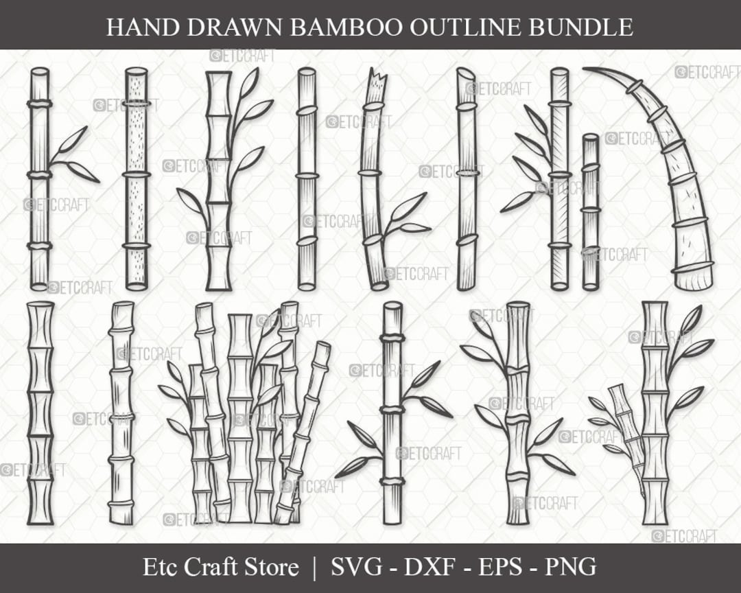 Bamboo Outline SVG Cut File | Leaf Svg | Bamboo Stems Svg | Bamboo ...