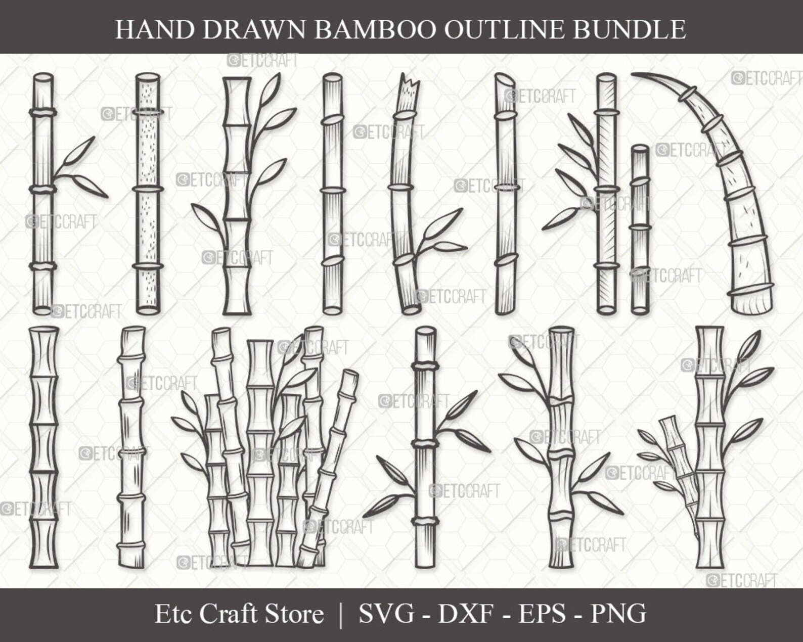 Bamboo Outline SVG Cut File | Leaf Svg | Bamboo Stems Svg | Bamboo ...