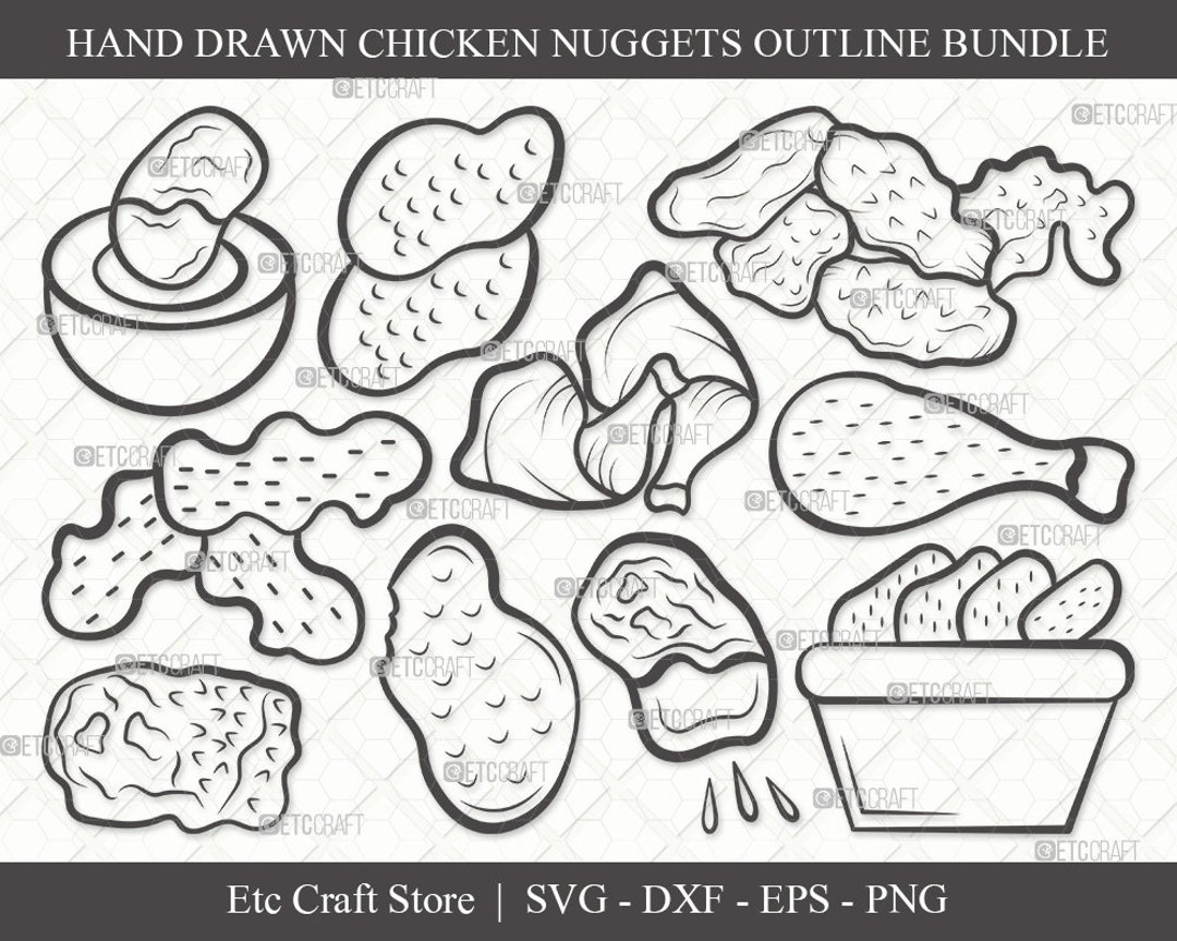 Chicken Nuggets Outline SVG Cut File | Chicken Svg | Nuggets Svg ...