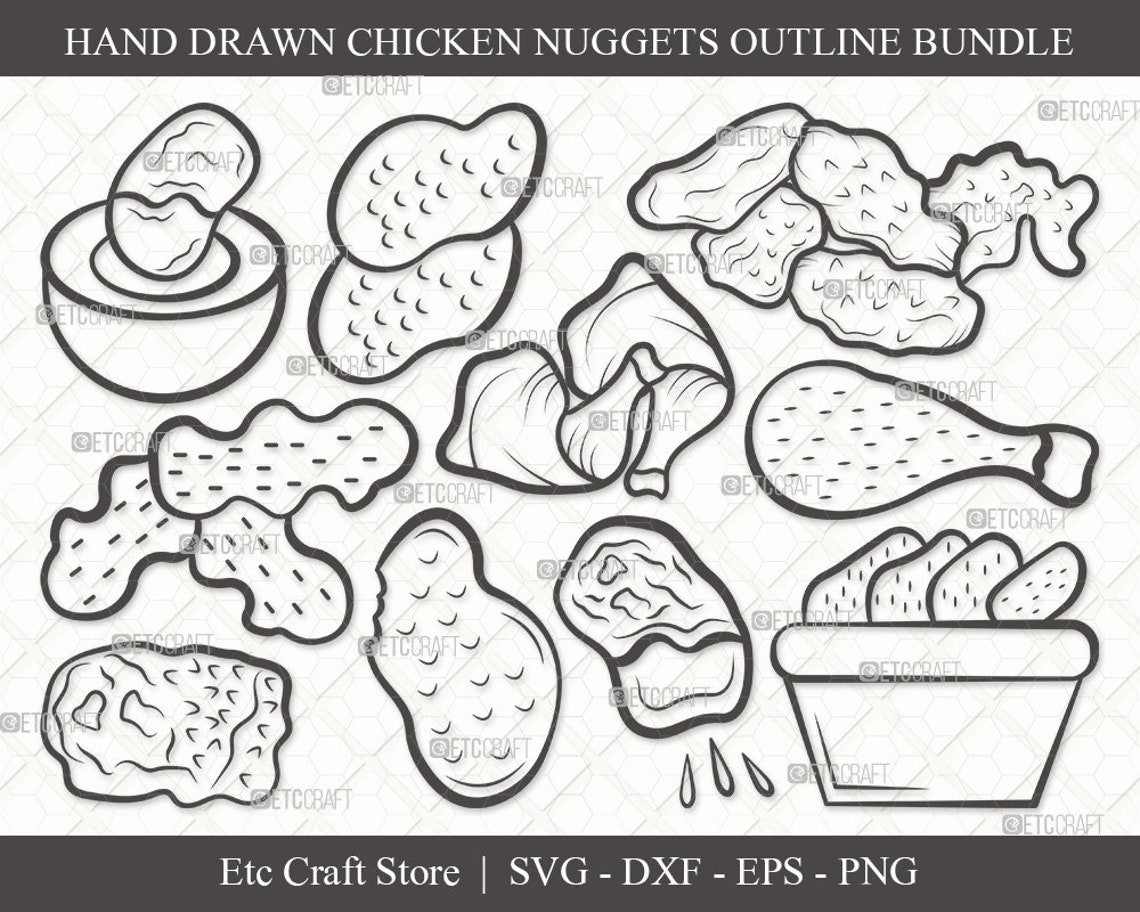 Chicken Nuggets Outline SVG Cut File Chicken Svg Nuggets | Etsy