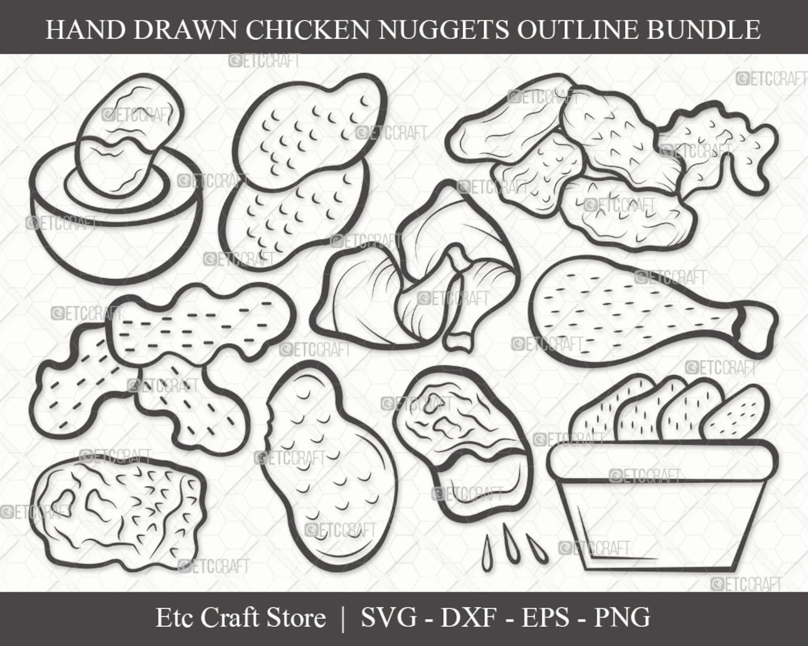 Chicken Nuggets Outline SVG Cut File Chicken Svg Nuggets - Etsy Australia