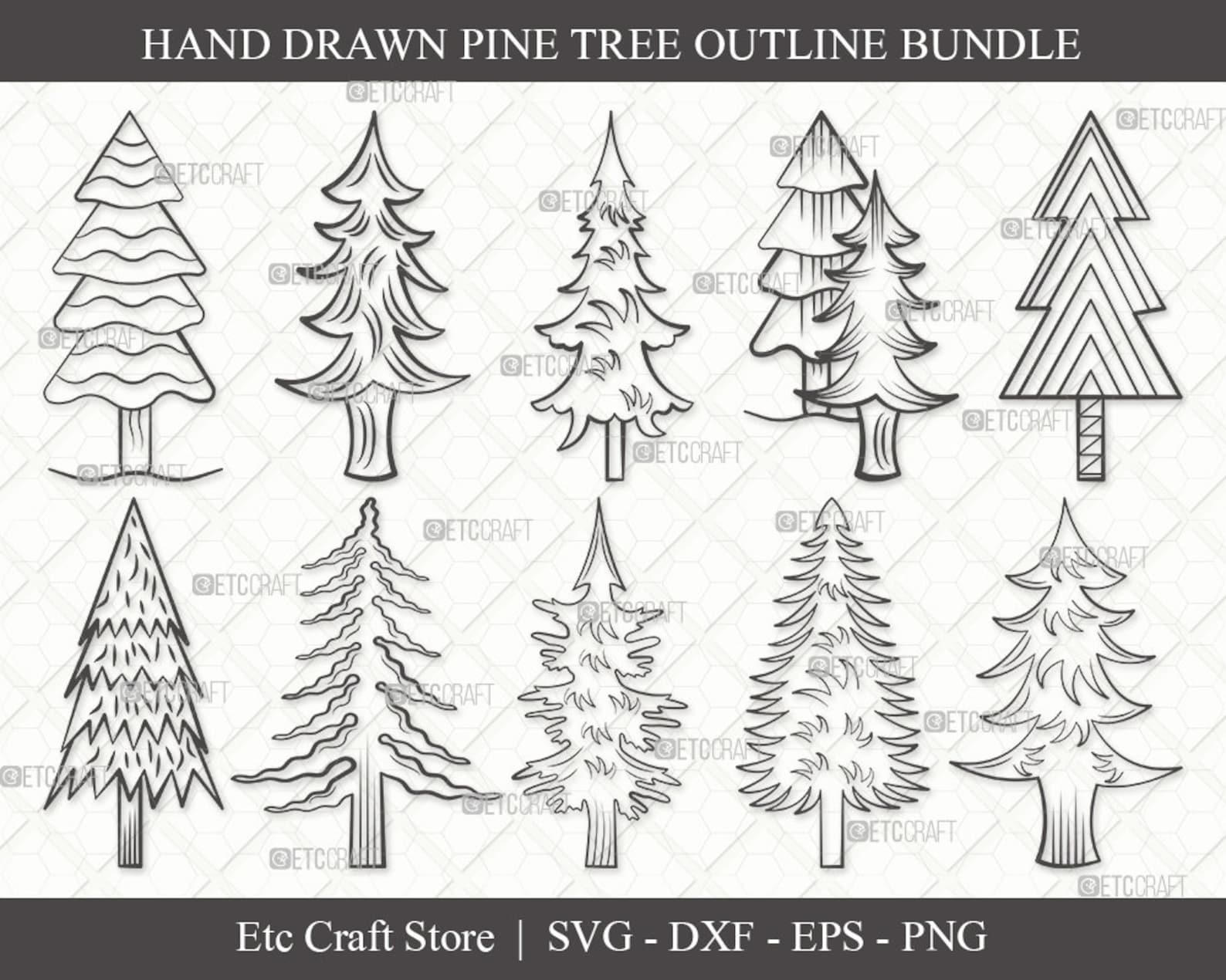 Pine Tree Outline SVG Cut File Pine Svg Tree Svg | Etsy