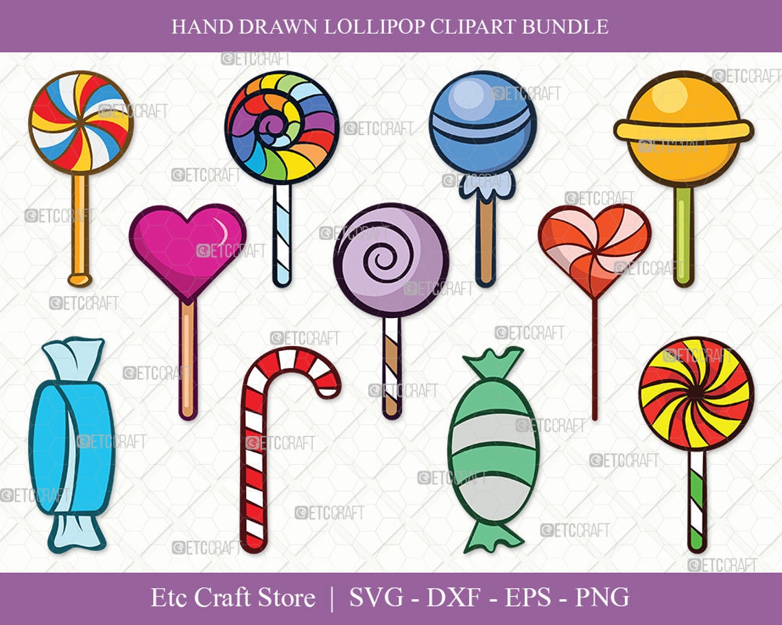 Lollipop Clipart SVG Cut File Sweets Candy Svg Round | Etsy