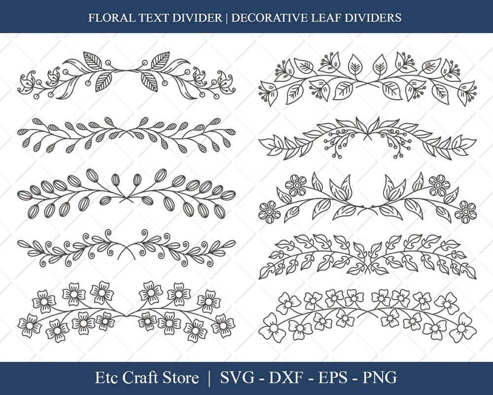 Floral Text Divider SVG Cut File Wedding Leaf Dividers Svg | Etsy