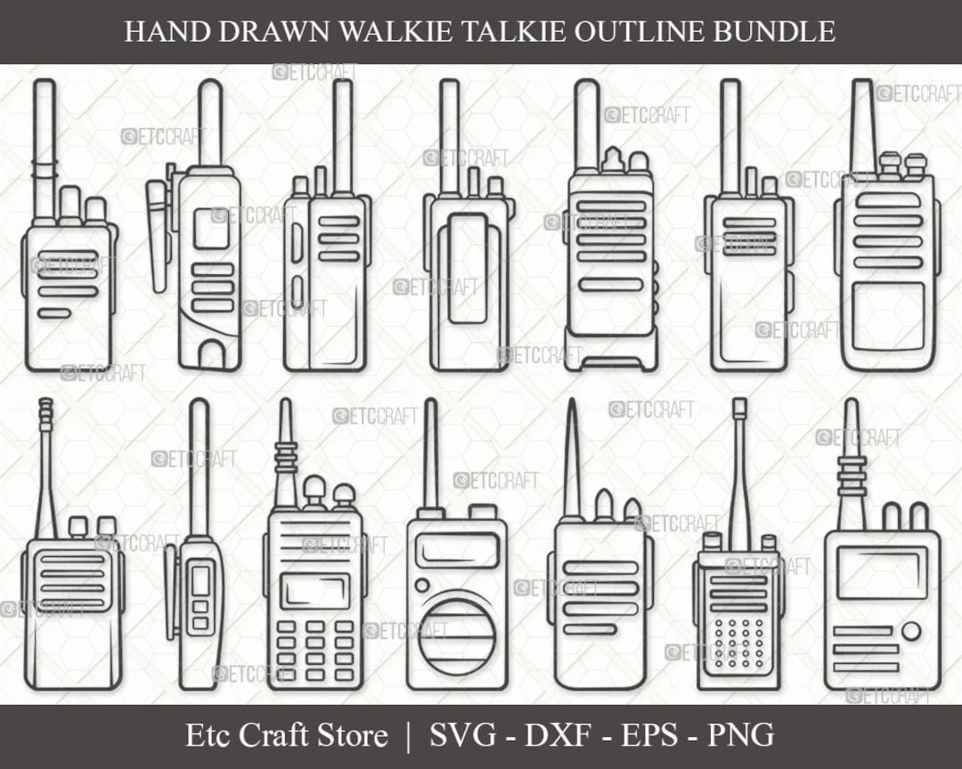 Walkie Talkie SVG, Walkie Talkie Outline, Communication Radio Svg ...