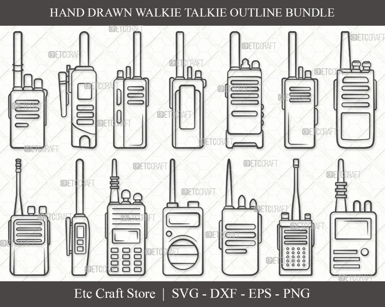 Walkie Talkie SVG Walkie Talkie Outline Communication Radio - Etsy
